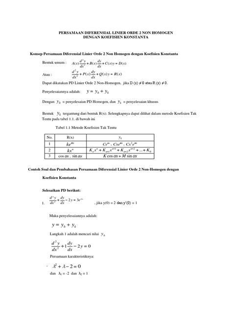 persamaan diferensial linier orde 2 non homogen pdf