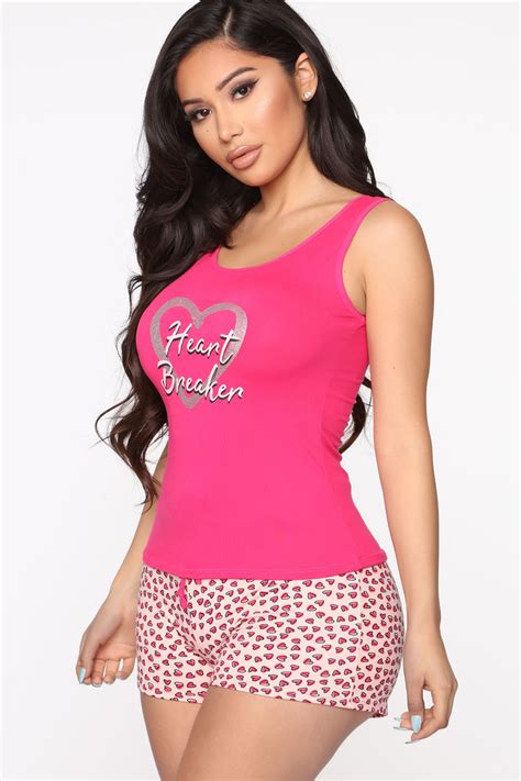 Heart Breaker Pj Short Set Pinkcombo Fashion Nova Lingerie