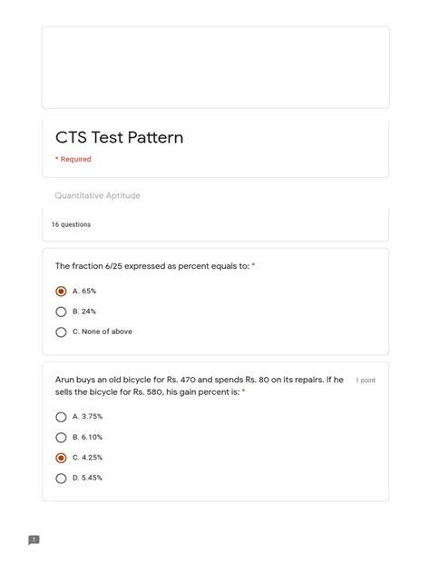 Cts Test Pattern Pdf Ratio Business