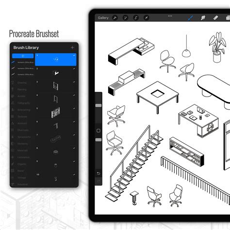 Procreate Isometric Office Brushset And Illustrations Toffu Co