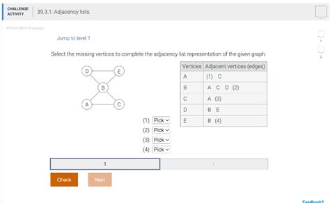 Solved Select The Missing Vertices To Complete The Adjacency Chegg