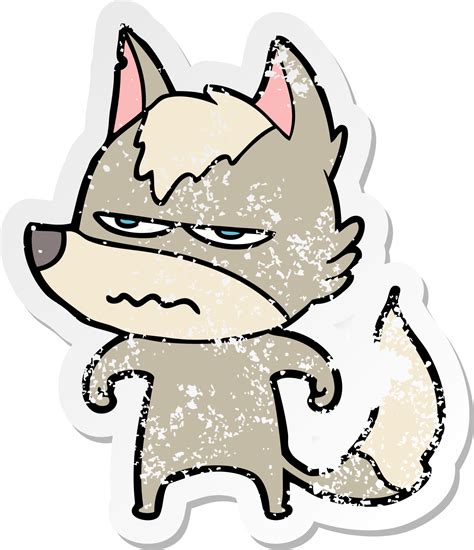 Vinheta Angustiada De Um Lobo Irritado De Desenho Animado 9908896 Vetor