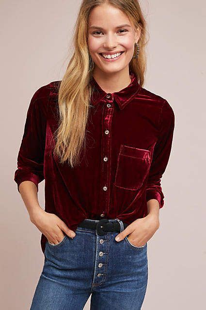 Maeve Velvet Buttondown Velvet Shirt Velvet Clothes Velvet Shirt Outfit