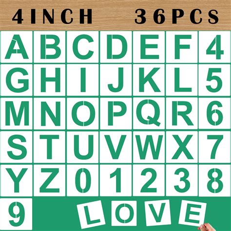 Buy 4 Letter Stencils And Numbers 36 Pcs Alphabet Art Craft Stencils