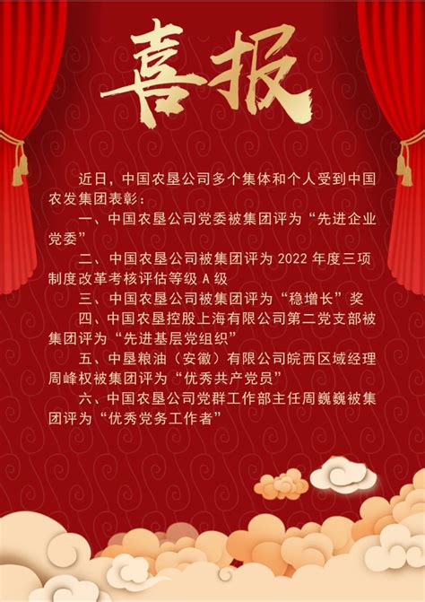 喜报！中国农垦公司多个集体和个人荣获中国农发集团表彰 中国农垦集团有限公司