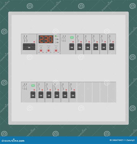 Electric Switchboard With Control Devices Cartoon Vector