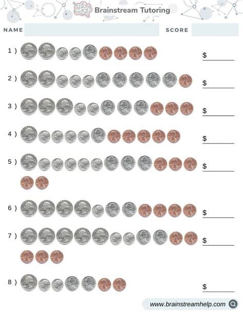 Adding Coins US Printable Worksheet Brainstreamhelp