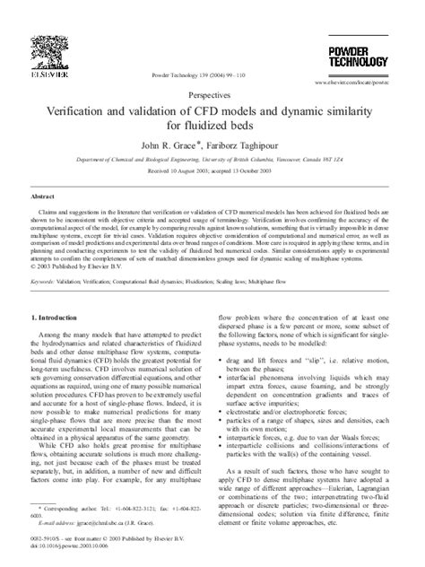 Pdf Verification And Validation Of Cfd Models And Dynamic Similarity
