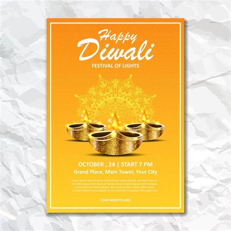 Premium Vector Poster Happy Diwali Diya Light Brochure Design Leaflet
