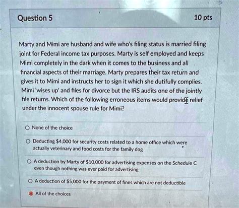 Solved Marty And Mimi Are A Husband And Wife Whose Filing Status Is