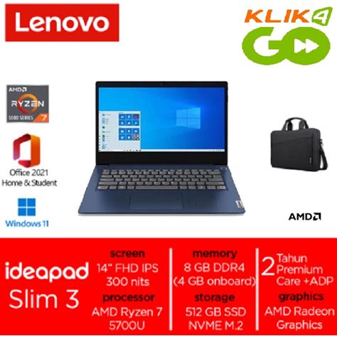 Jual Lenovo Ideapad 3 14alc6 Amd Ryzen 7 5700u Ram 8gb 512gb Ssd