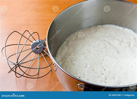 Texture Of Rising Bread Dough In A Mixing Bowl Stock Image Image Of