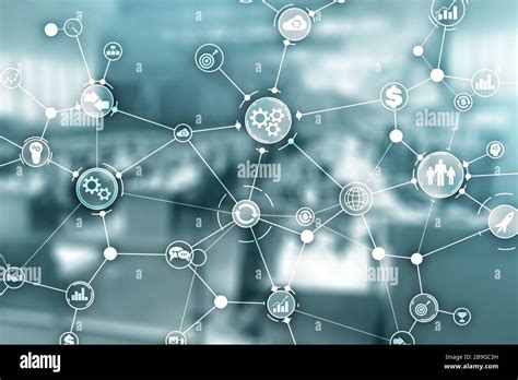 Business Process Structure Industrial Workflow Diagram Automation Innovation Concept On Blurred