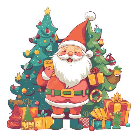 Clipart De Navidad Dibujos Animados De Santa Claus Con Regalos Y