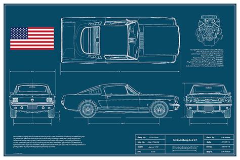 Ford Mustang Gt Fastback Blueplanprint By Douglas Switzer