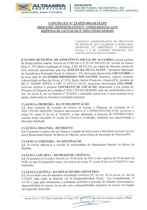 CONTRATO 23 0529 004 SEMAPS E EVANDRO SANTOS Prefeitura Municipal De