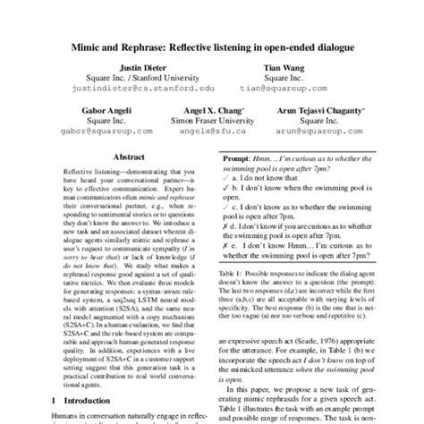 Mimic And Rephrase Reflective Listening In Open Ended Dialogue Acl