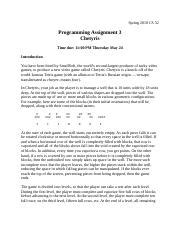 Spring 2018 CS 32 Project 3 Spec Docx Spring 2018 CS 32 Programming Assignment 3 Chetyris Time