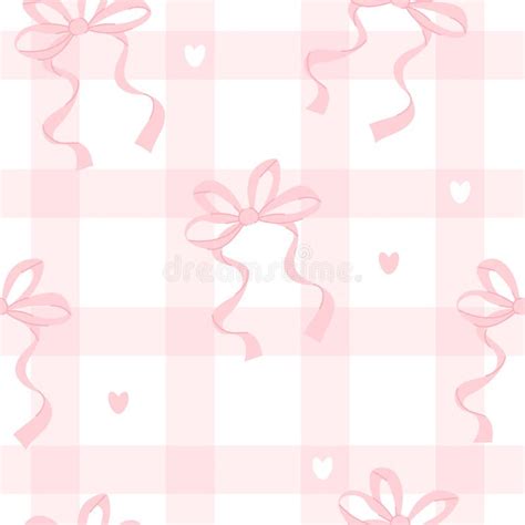 Pastel Pink Bow Ribbon Cute Seamless Pattern Stock Illustrations 355