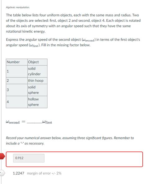 Solved Algebraic Manipulation The Table Below Lists Four
