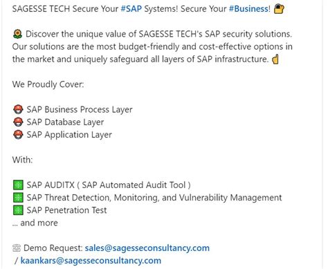 Sukru Ilker Birakoglu On Linkedin Sagesse Tech Only Sap Security Solutions Porfolio Which