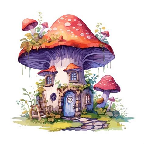 Premium Vector Fantasy Mushroom House Home Garden
