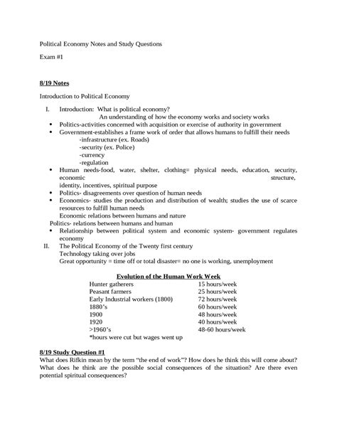 Political Economy Notes And Study Questions For Exam 1 Poli 1020