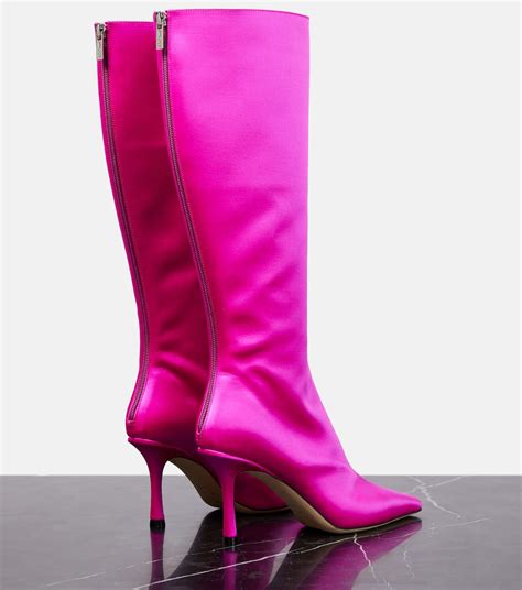 粉红色的agathe 85 缎布及膝靴 Jimmy Choo Mytheresa