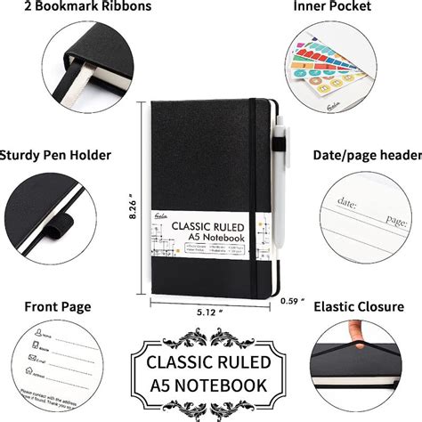 Feela 12 Pack Notebooks Journals Bulk With 12 Black Pens A5 Hardcover Notebook Classic Ruled