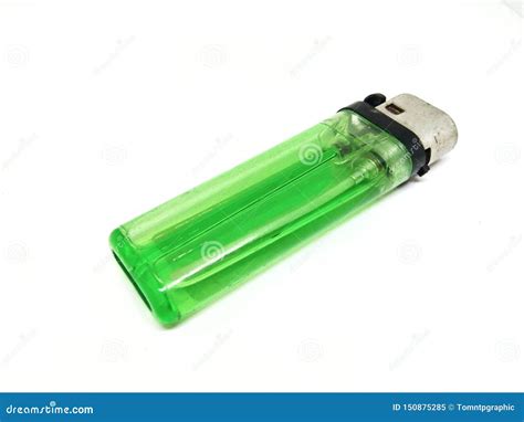 Encendedor De Gas Pl Stico Verde En El Fondo Blanco Imagen De Archivo