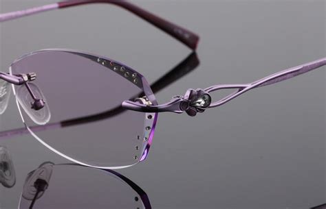 Stylish Reven Jate 2123 Titanium Rimless Woman Glasses Frame Purple