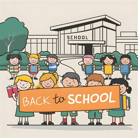 학교로 돌아가는 터 기발하고 매력적인 일러스트레이션 프리미엄 Ai 생성 벡터