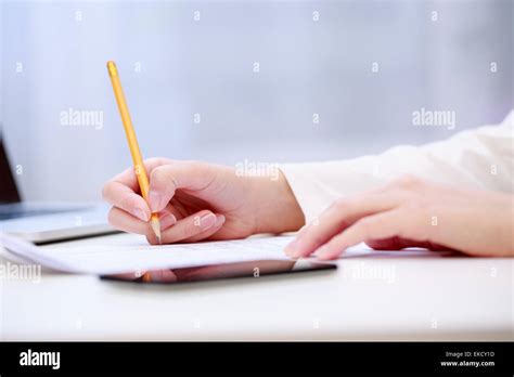 Female Hand Writing Close Up Stock Photo Alamy