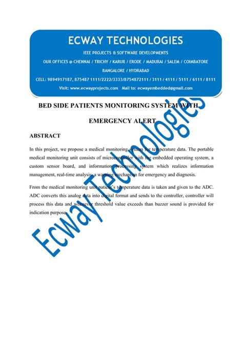 bed side patients monitoring system with emergency alert doc