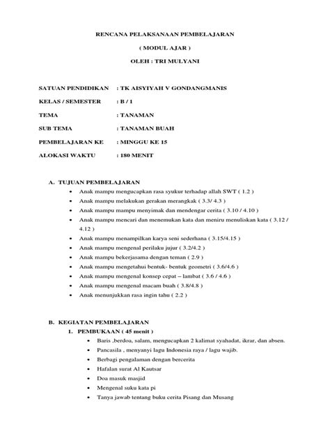 Contoh Rpp Paud Pdf Kesehatan Holistik