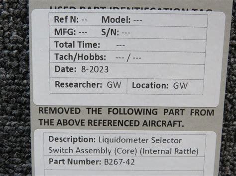 B267 42 Liquidometer Core Selector Switch Has A Rattle