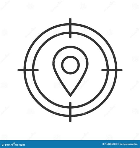 Destination Searching Linear Icon Stock Vector Illustration Of Outline Reticle 169286528