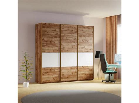 Шкаф купе Прайм Премиум 3 х дверный фасад дсп стекло белое Бронзовый профиль Крафт табачный