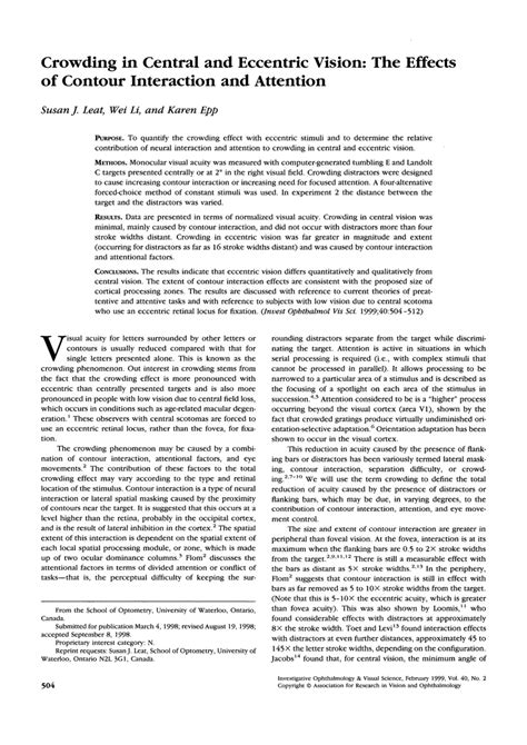 Pdf The Crowding Effect For Central And Eccentric Visual Acuity