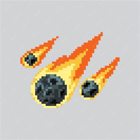 Premium Vector Pixel Art Illustration Meteor Pixelated Meteor Space