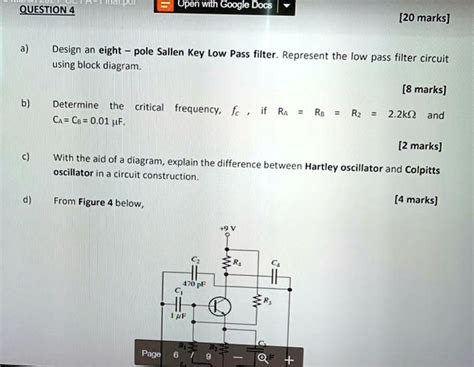 Solved Question 4 Design An Eight Pole Sallen Key Low Pass Filter