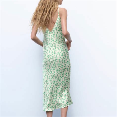 Zara Floral Satin Midi Dress On Carousell