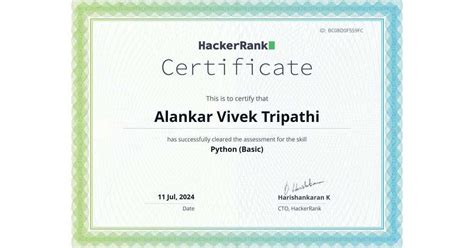 completed python basics test by hackerrank alankar tripathi posted