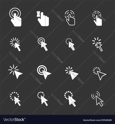 Mouse Pointer Icons Set Grey Royalty Free Vector Image