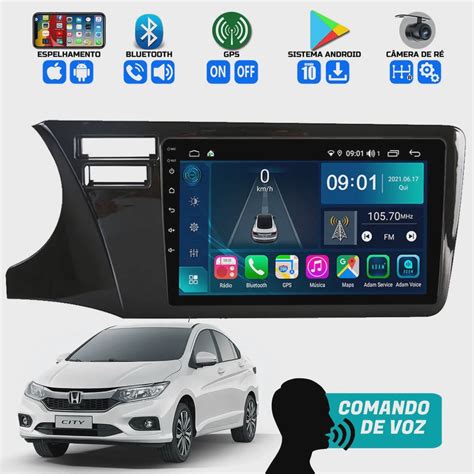 Central Multimídia Honda City 2015 2016 2017 2018 2019 2020 2021 Sistema Android Com Comando De