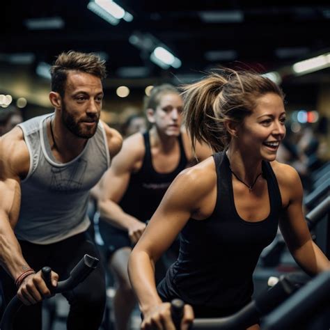 Premium Photo Several People Working Out In A Gym