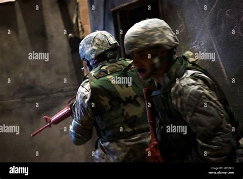 U S Army Soldiers Patrol During A Modern Army Combatives Program Macp Training Scenario At
