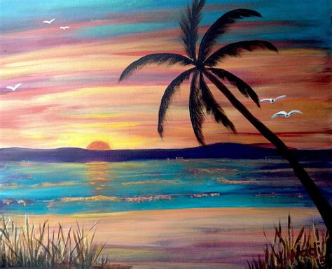 Sunset Beach Painting For Beginners
