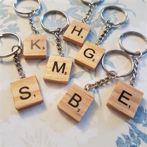 Wooden Keyring Letter Etsy