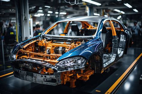 Car Bodies On The Conveyor Car Manufacturing Plant Modern Automobile